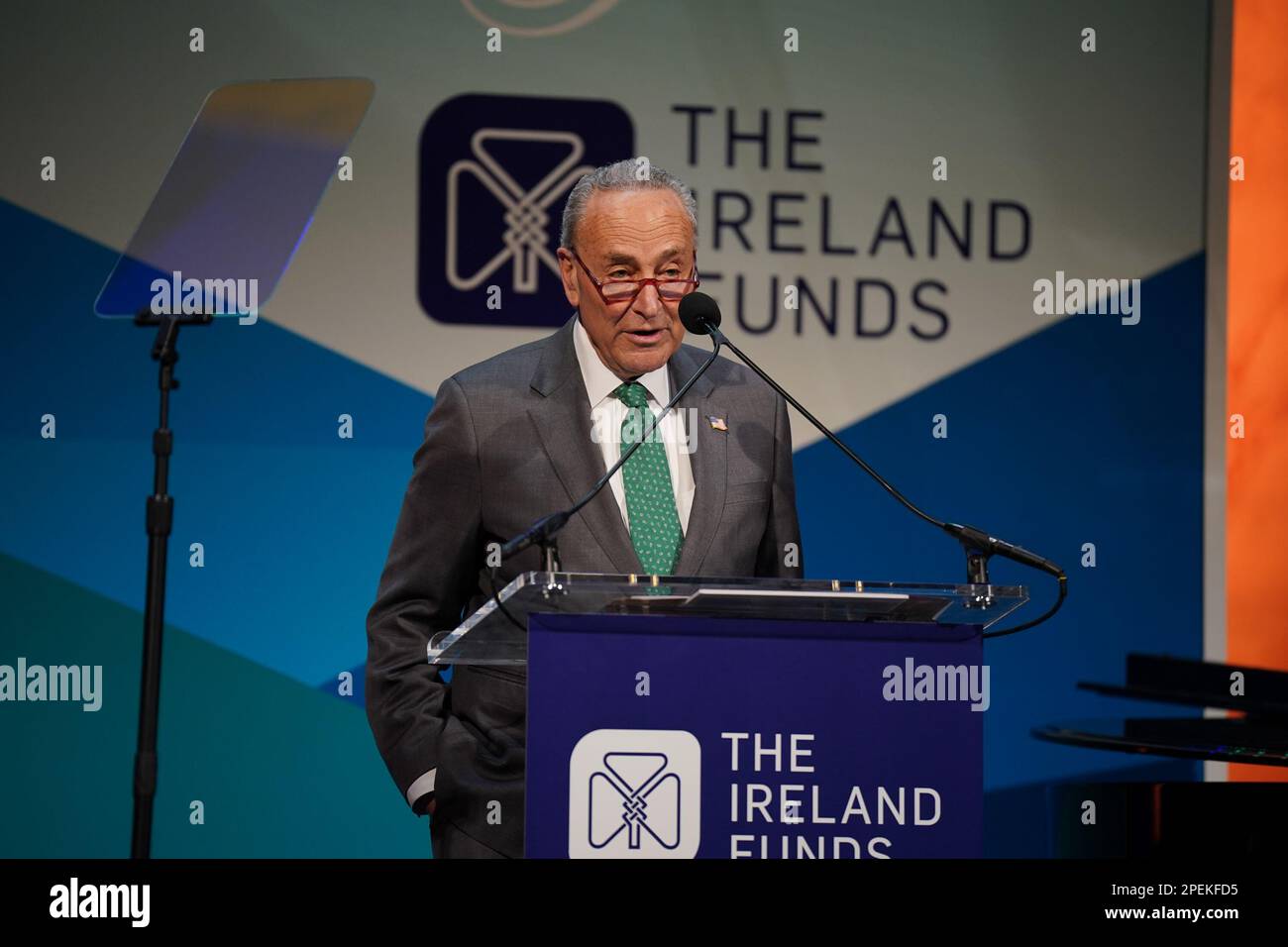 Majority Leader of the US Senate Chuck Schumer speaking at the Ireland ...