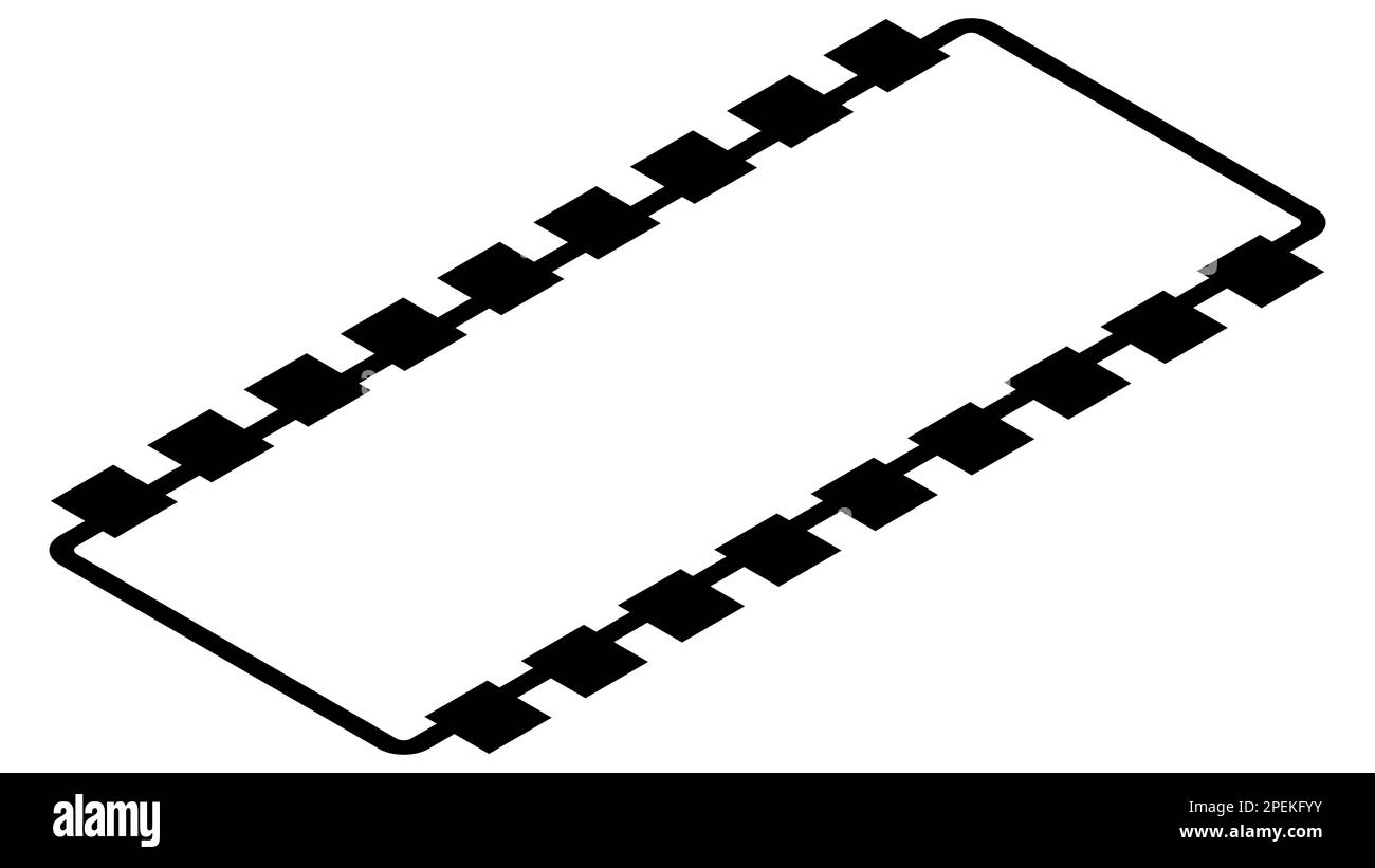 Silhouette Of Simple Isometric Schematic Chip Or Component For Microcircuits Isolated On White