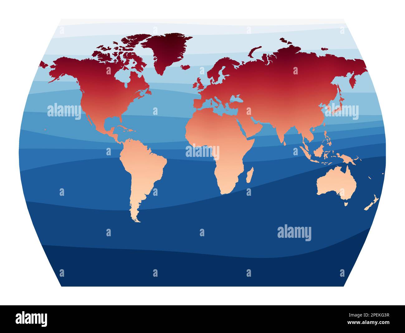World Map Vector. John Muir's Times projection. World in red-orange ...