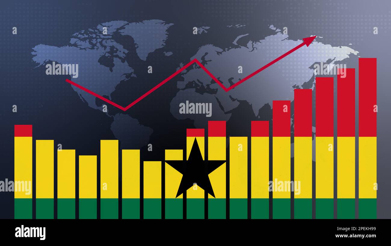 Ghana bar chart graph with ups and downs, increasing values, concept of ...