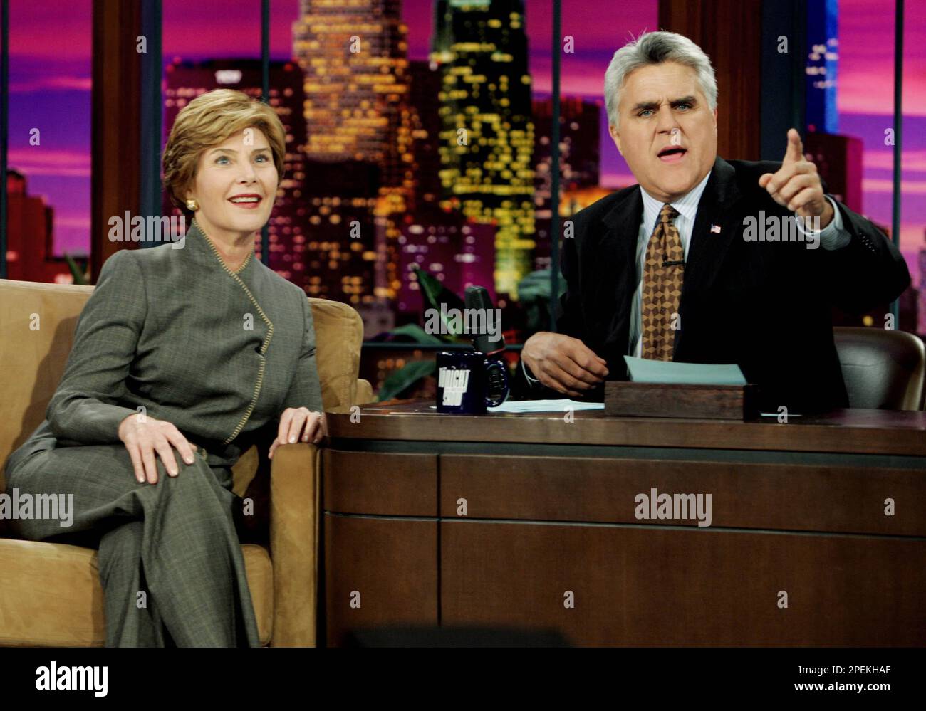 **FILE** First lady Laura Bush and "Tonight Show" host Jay Leno share a ...