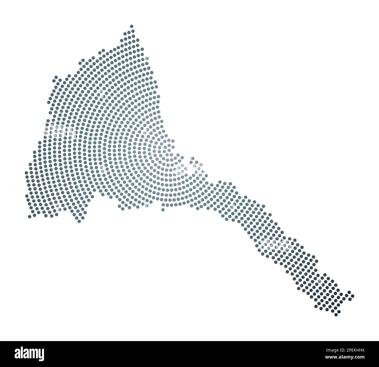 Eritrea dotted map. Digital style shape of Eritrea. Tech icon of the country with graduated dots ...