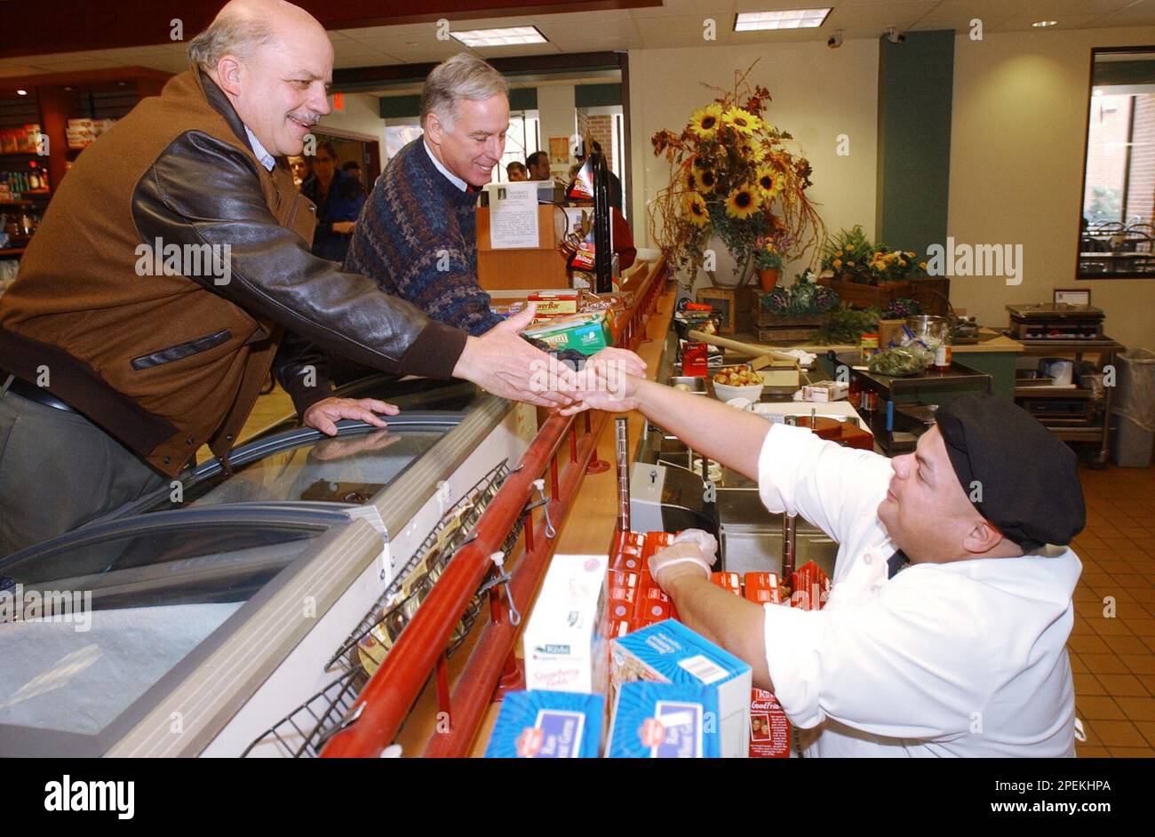Democratic gubernatorial candidate Peter Clavelle, left, and former Gov ...