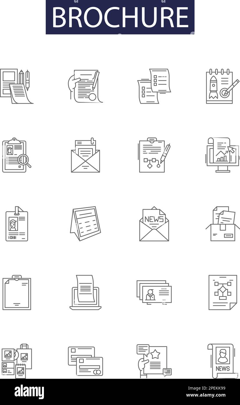 Brochure line vector icons and signs. Leaflet, Pamphlet, Magazine ...