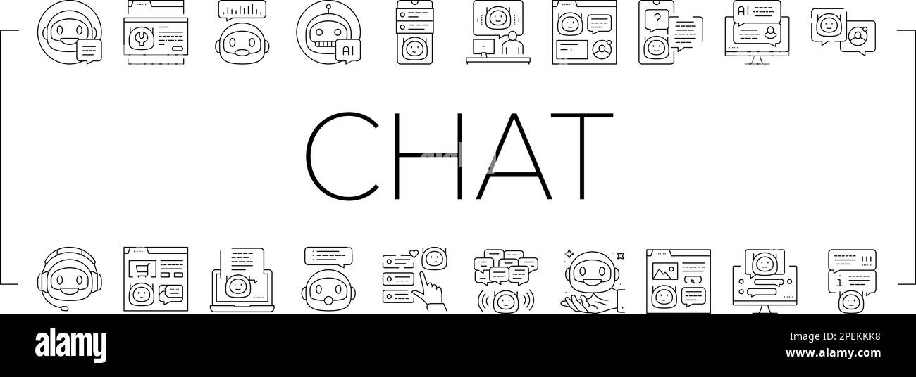 chat bot robot service online icons set vector Stock Vector Image & Art ...