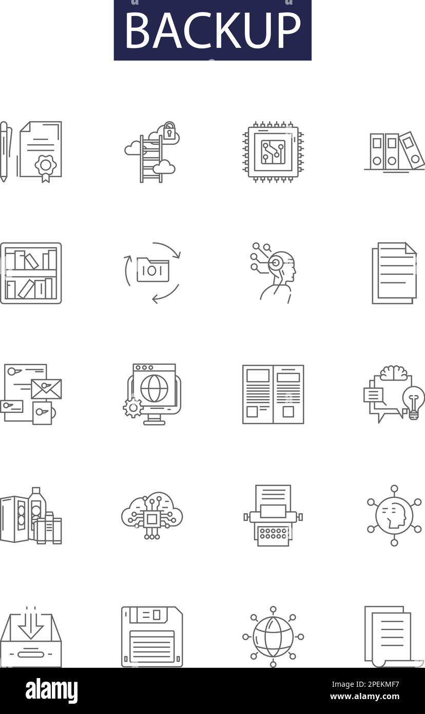 Backup line vector icons and signs. backup, internet, technology ...