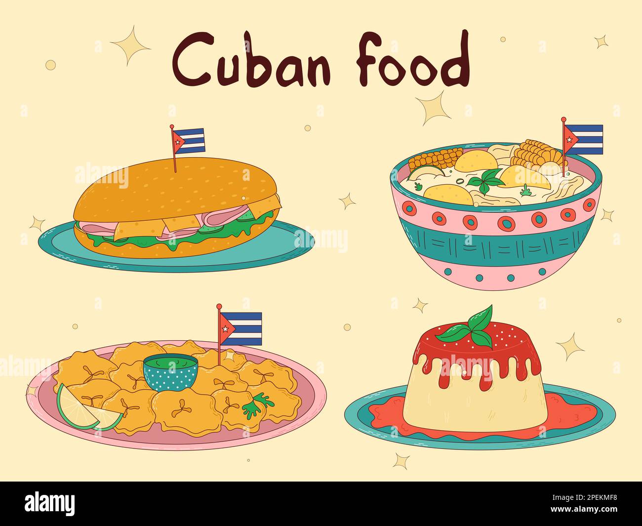 Set of Cuban food. Traditional Cuban dish Stock Vector Image & Art - Alamy
