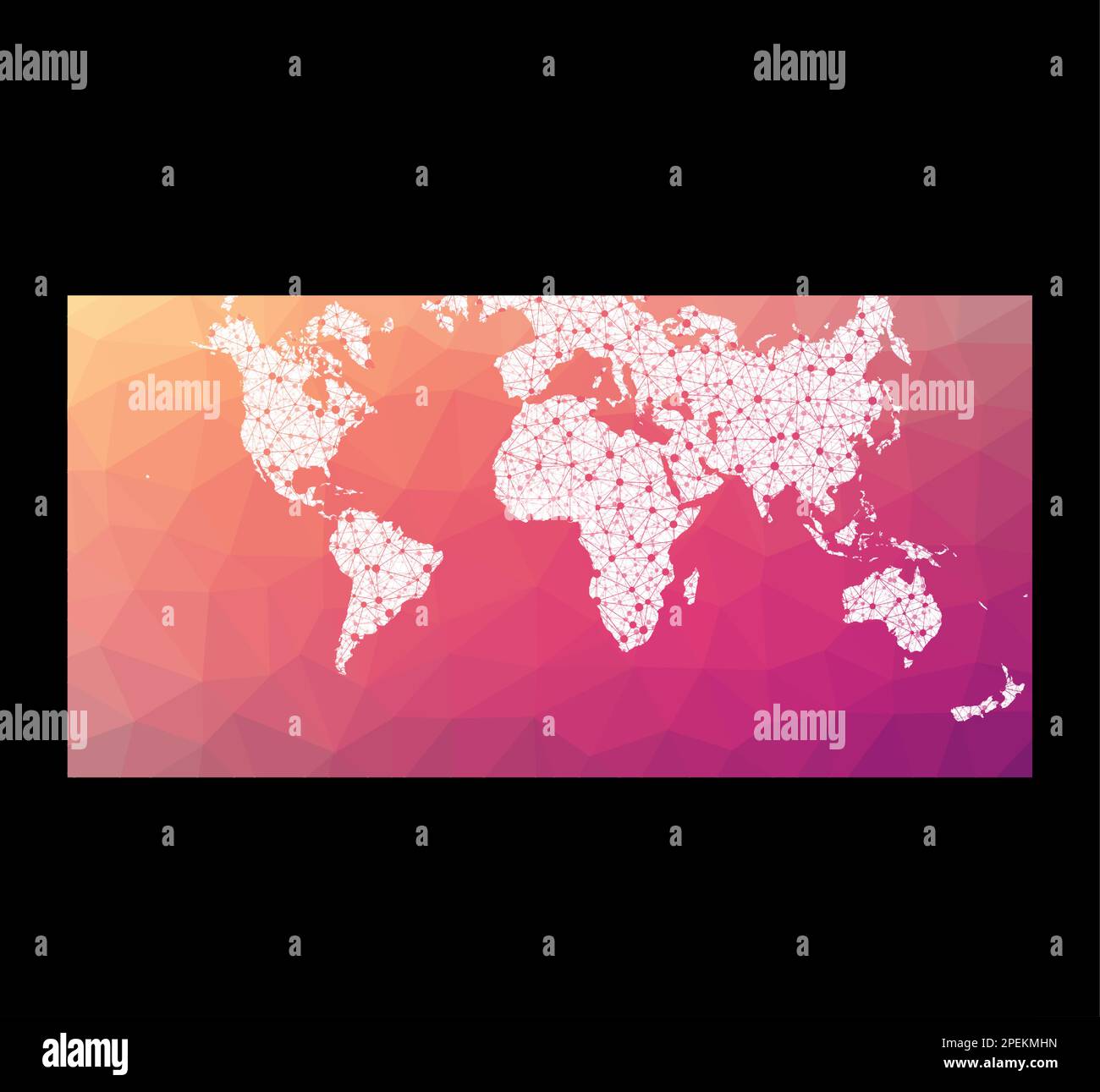 World network map. Guyou hemisphere-in-a-square projection. Wired globe ...