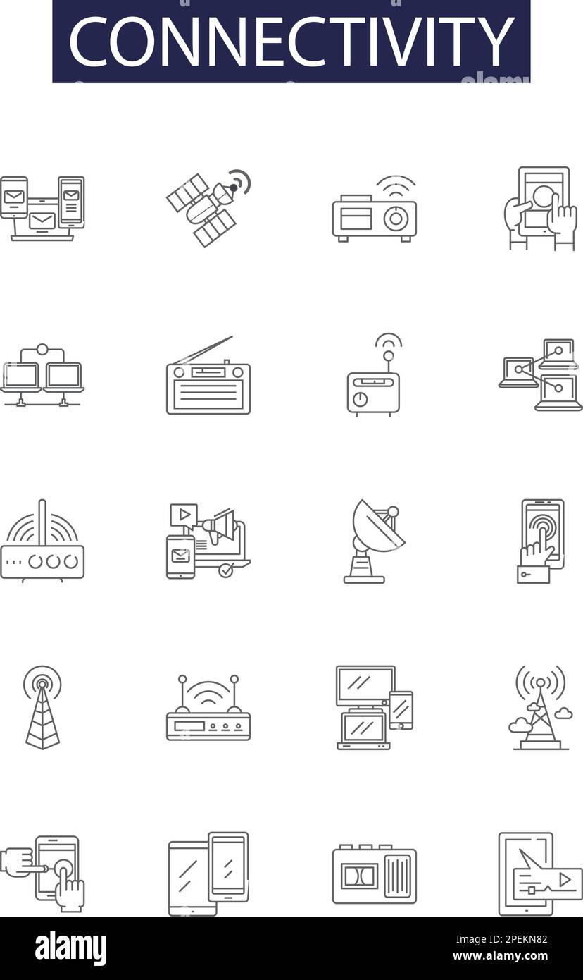 Connectivity line vector icons and signs. Network, Access, Union, Bond ...