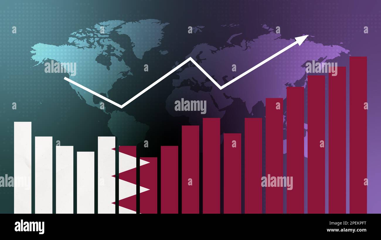 Qatar bar chart graph with ups and downs, increasing values, concept of ...