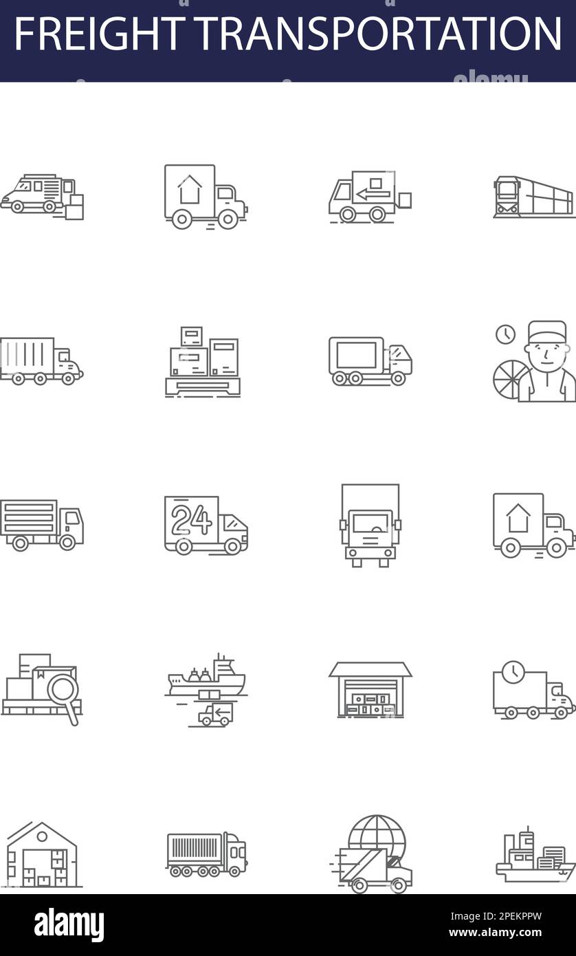 Freight transportation line vector icons and signs. Transportation, Shipping, Carriage, Haulage ...