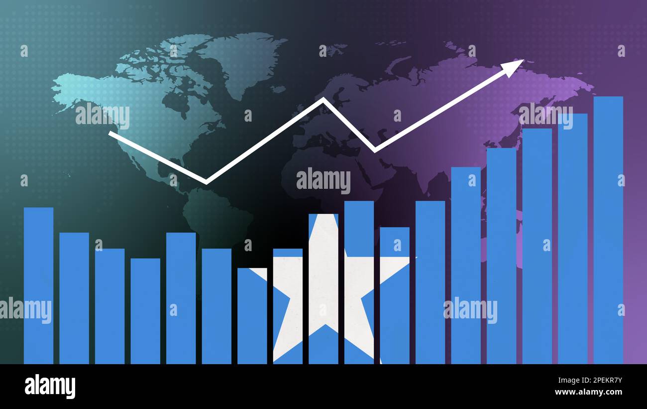 Somalia bar chart graph with ups and downs, increasing values, concept ...