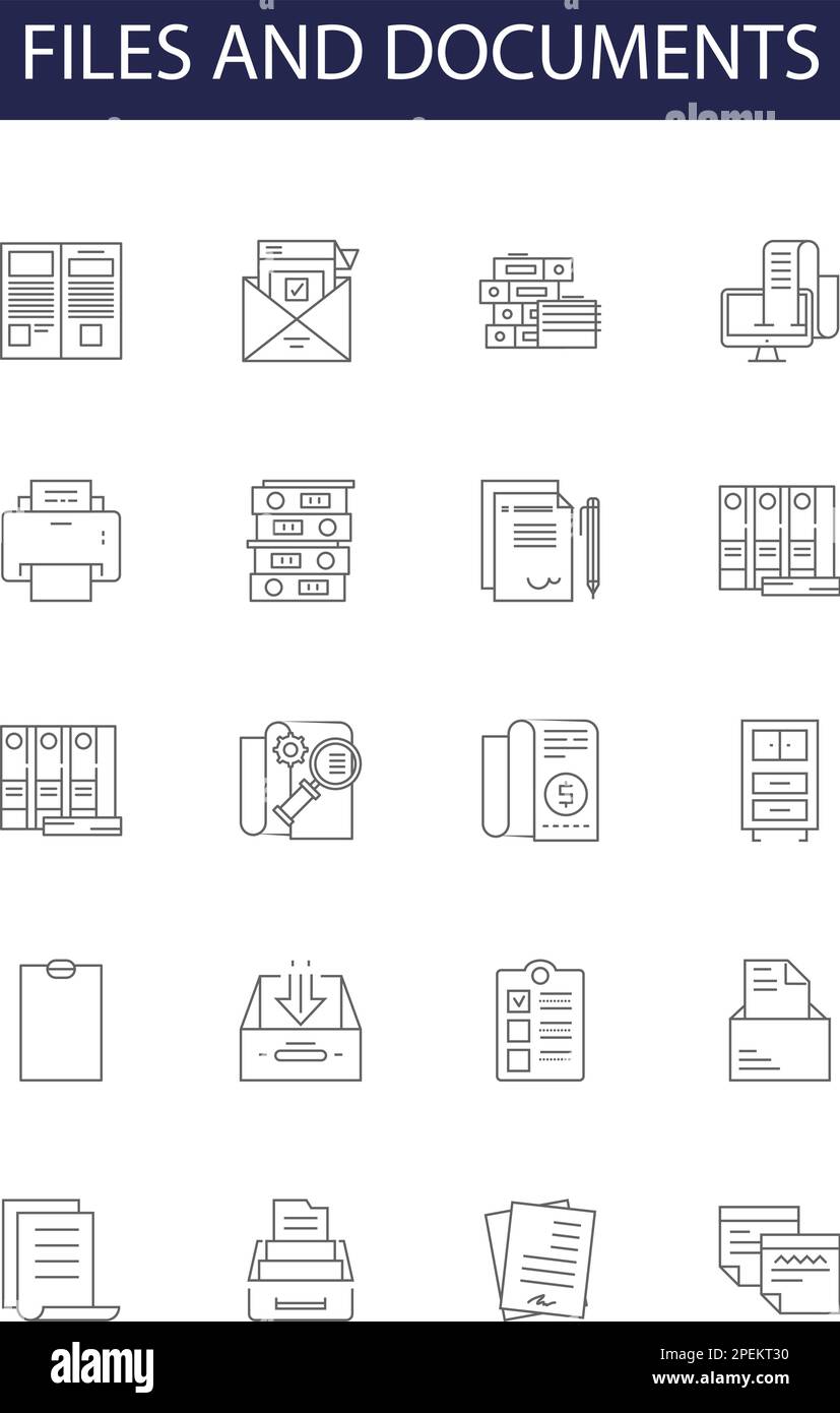 Files and documents line vector icons and signs. document, file, office ...