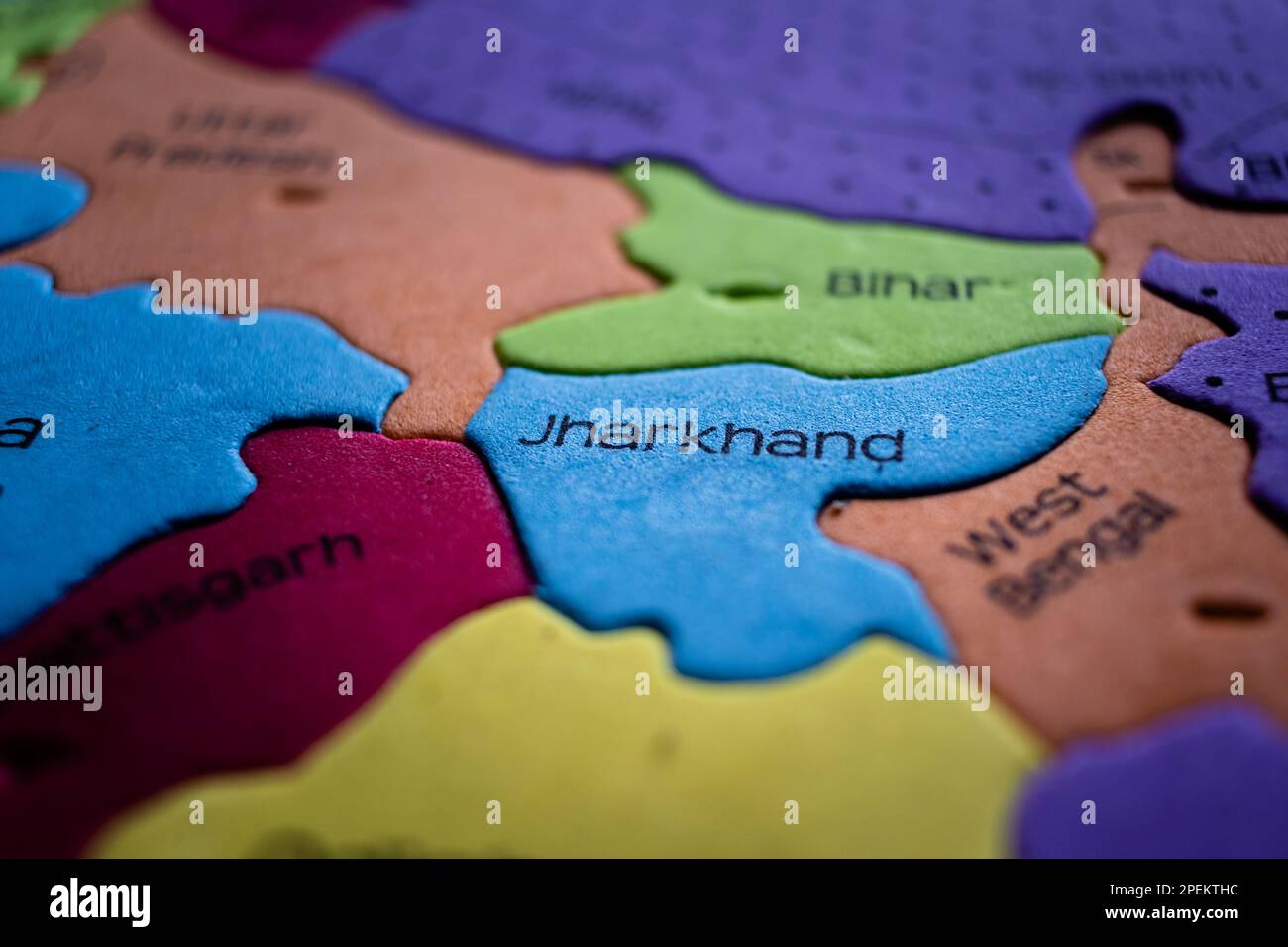 Selective focus on map of Jharkhand - a state of India Stock Photo - Alamy