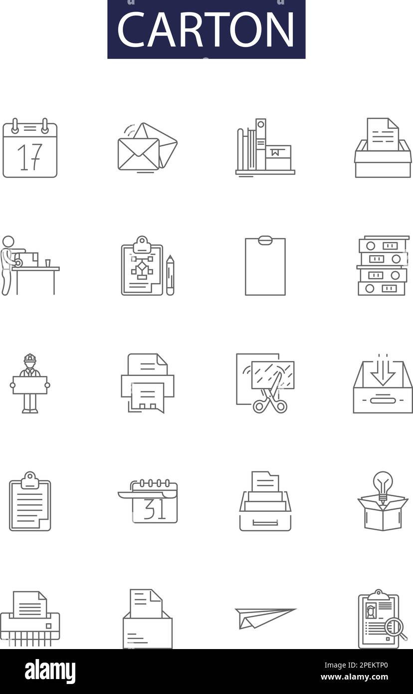 Carton line vector icons and signs. Package, Container, Crate, Carton ...