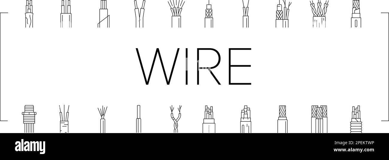 wire cable technology connection icons set vector Stock Vector Image ...