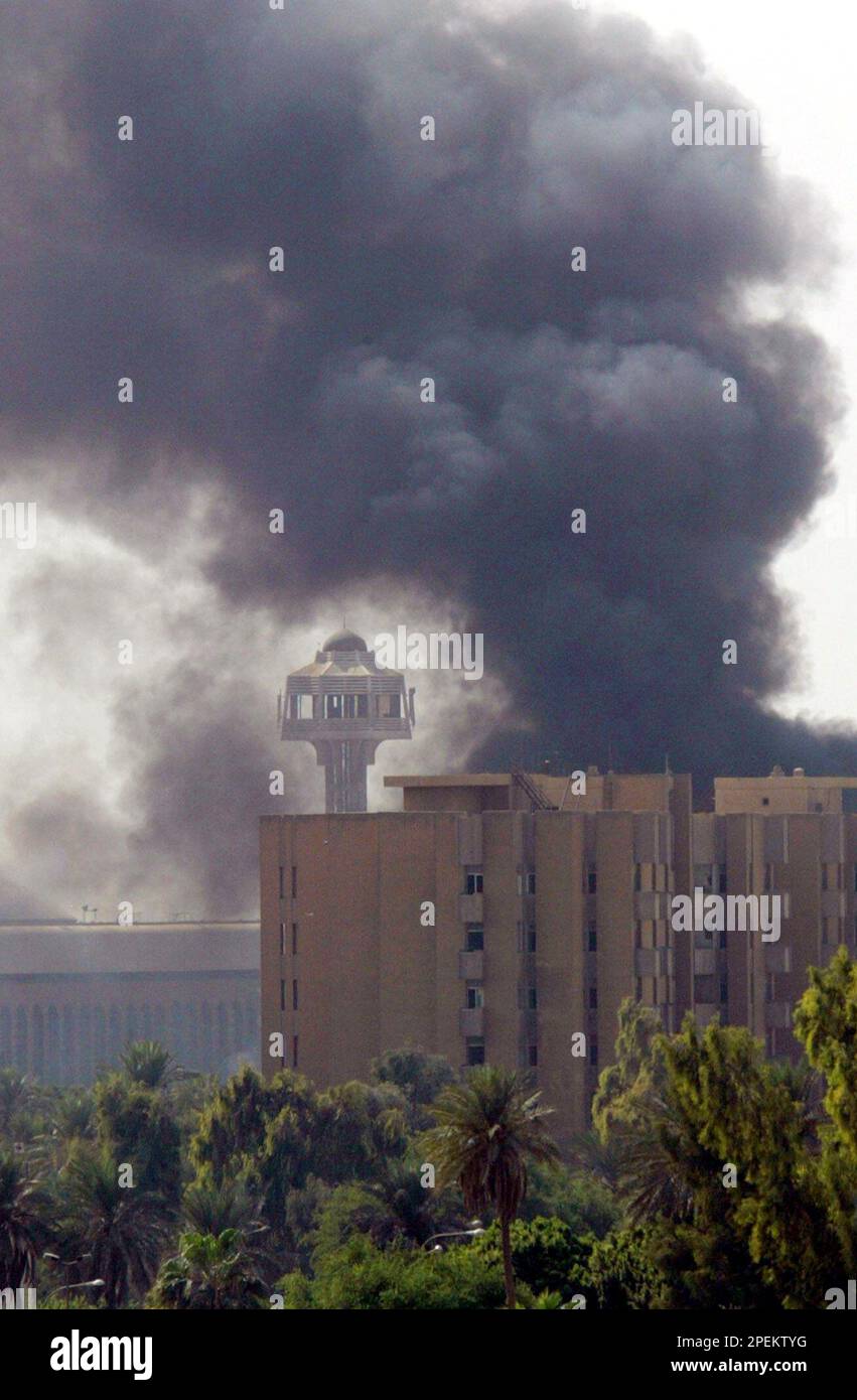 Heavy smoke rises following two explosions in the heavily fortified ...