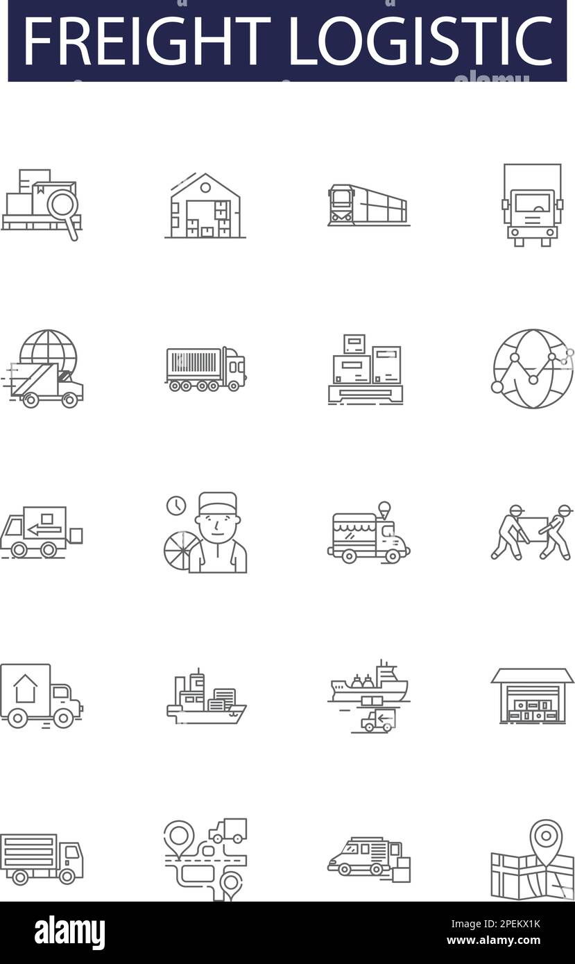 Freight logistic line vector icons and signs. Logistic, Transport, Delivery, Shipping, Cargo ...