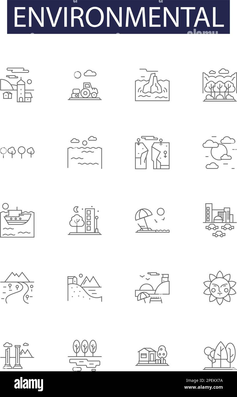 Environmental line vector icons and signs. sustainability, pollution ...