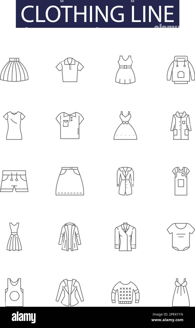 Clothing line line vector icons and signs. clothes, clothing, vector ...