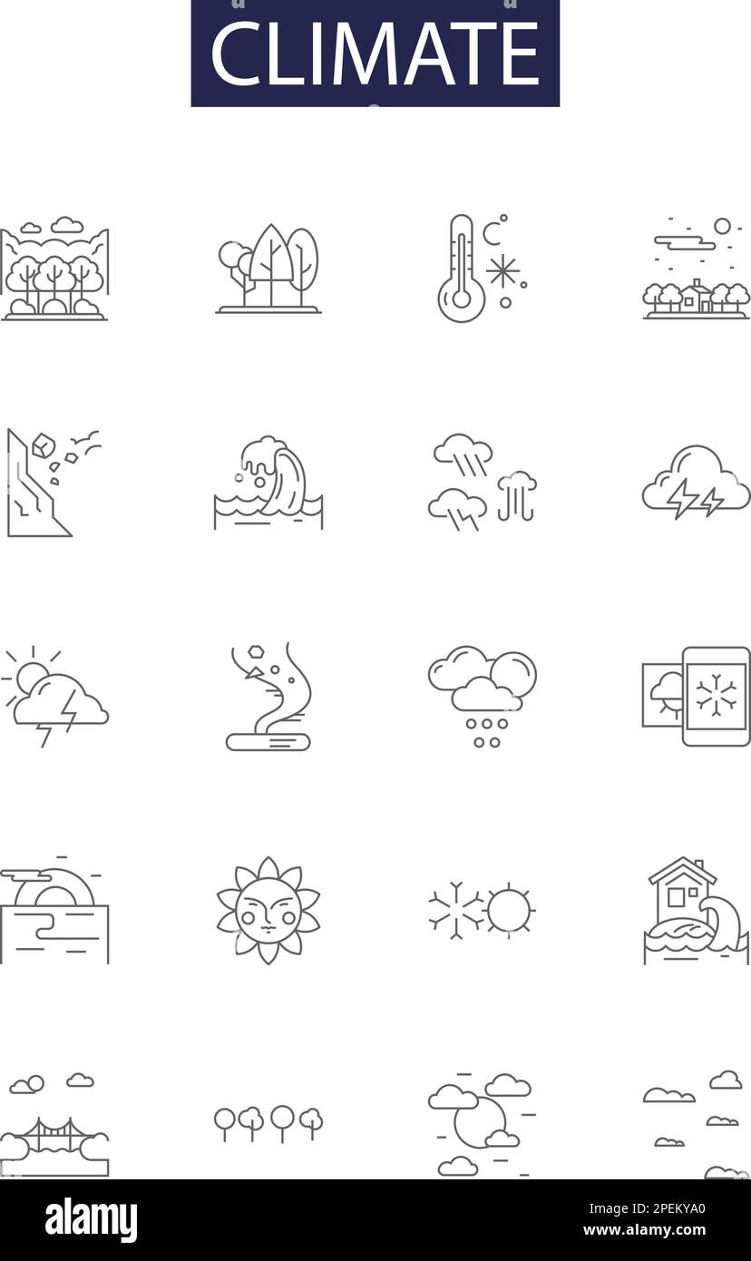 Climate line vector icons and signs. ecology, global, climate, change ...