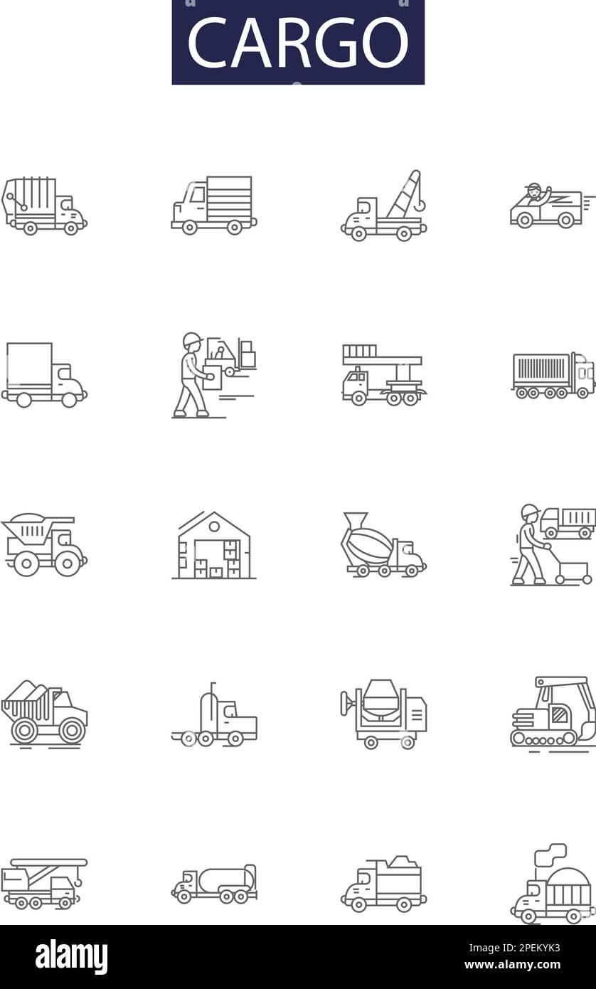 Cargo line vector icons and signs. Load, Container, Delivery, Shipment ...