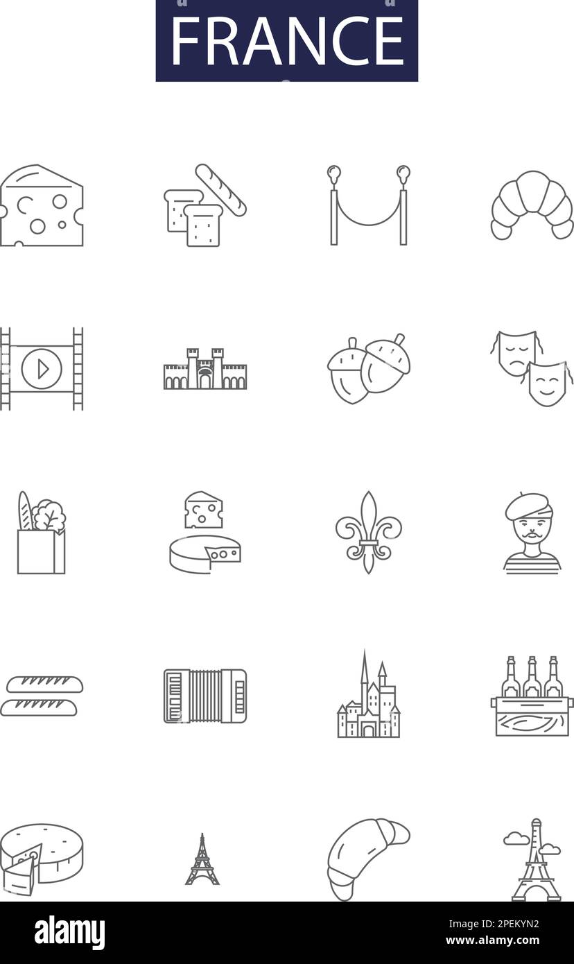 France line vector icons and signs. french, europe, flag, symbol ...