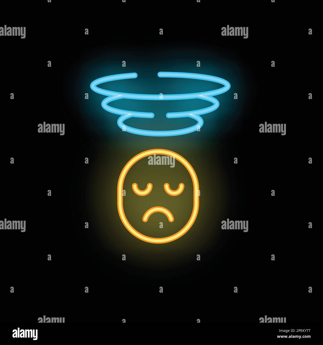 Overload sad icon outline vector. Burnout stress. Tired person neon ...
