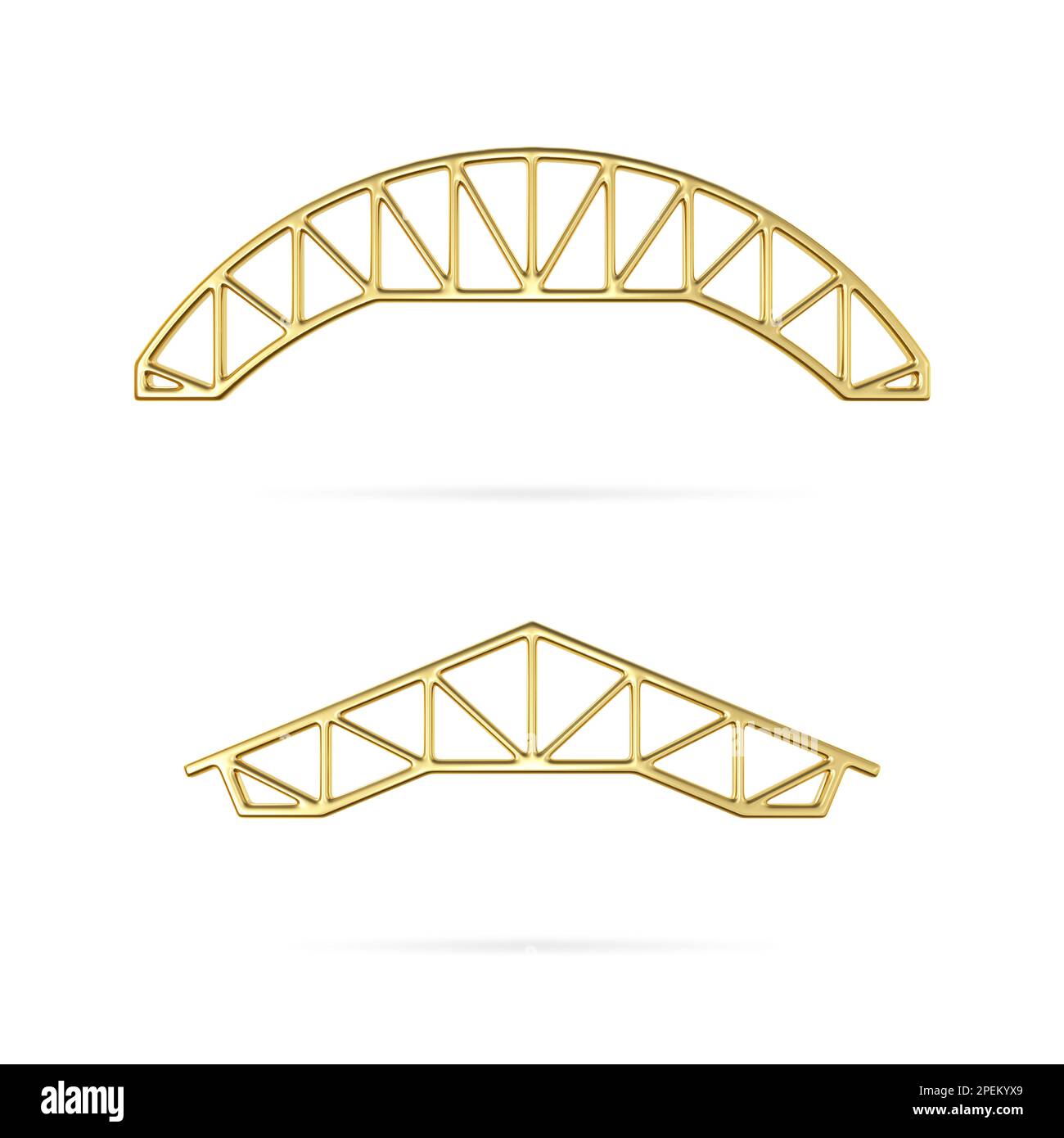 Gold metal truss icon. Roof metal trusses constructions. Set of roofing ...
