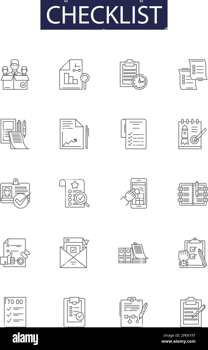 Checklist line vector icons and signs. List, Inventory, Form, Check ...