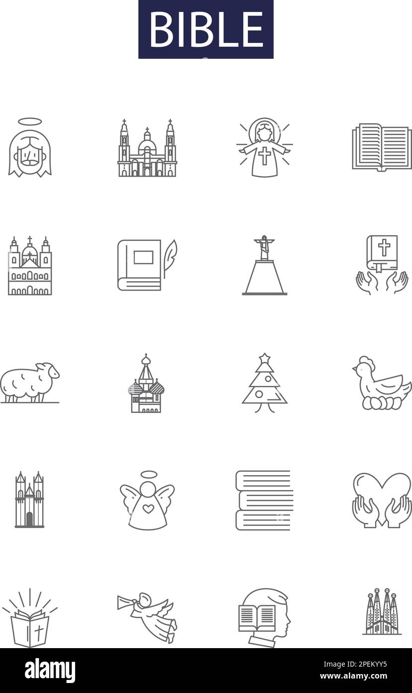 Bible line vector icons and signs. Jesus, Christianity, Scripture, Holy ...