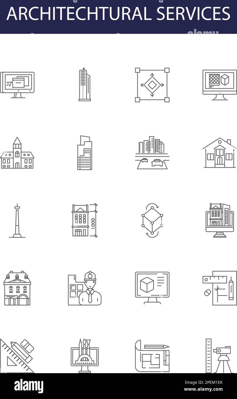 Architechtural services line vector icons and signs. Services, Design ...