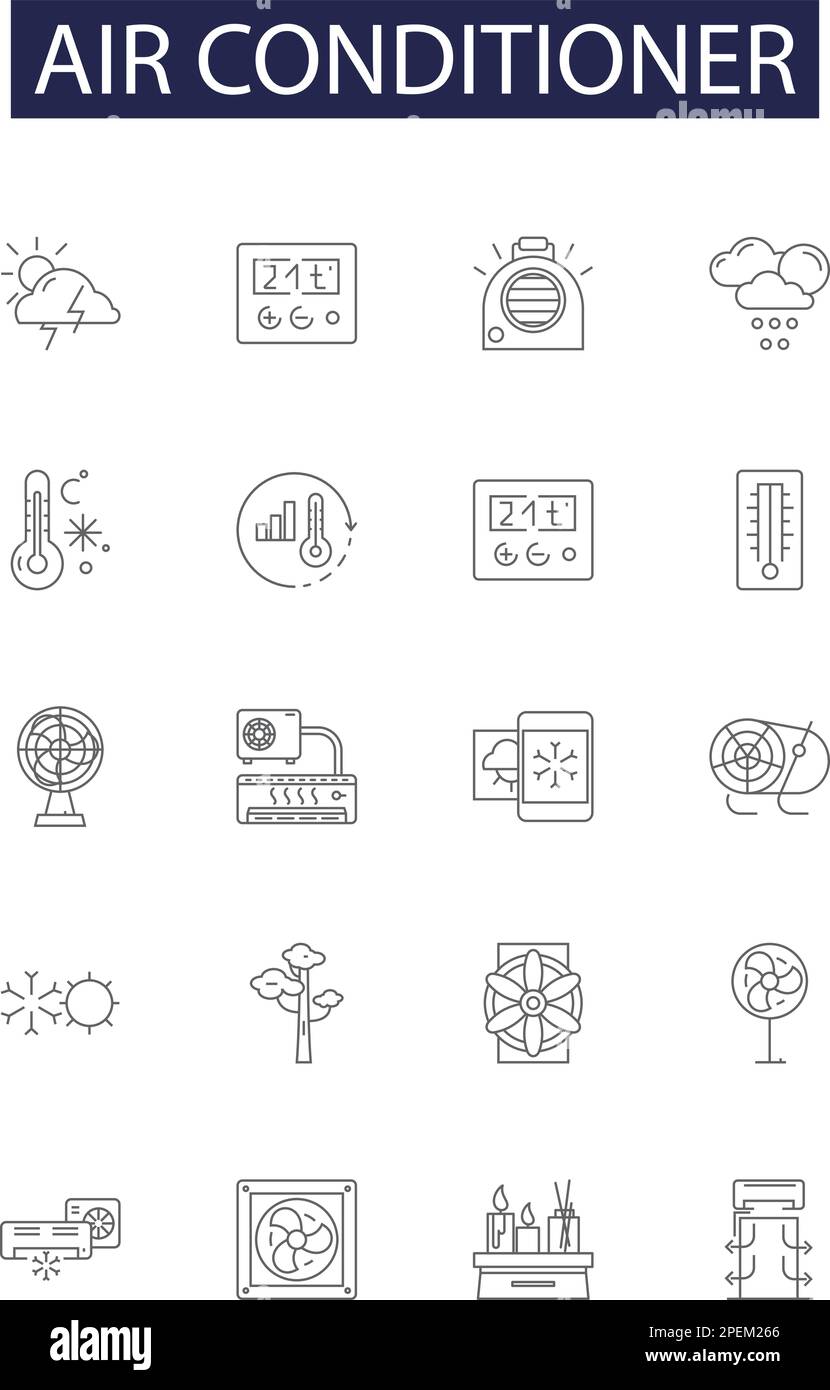 Air conditioner line vector icons and signs. AC, Conditioner, Climate ...