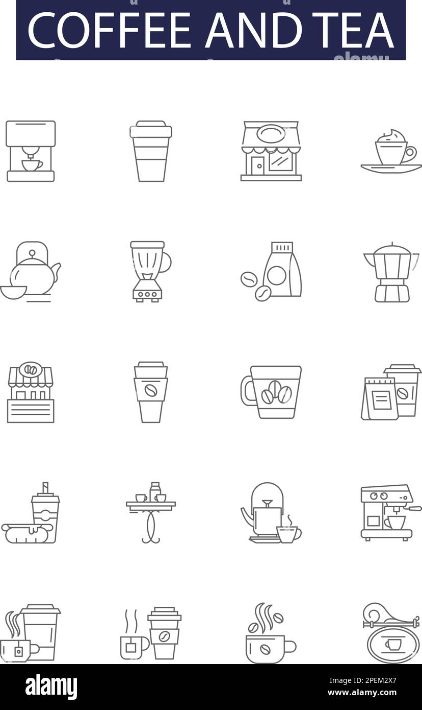 Coffee and tea line vector icons and signs. Tea, Brewing, Espresso ...