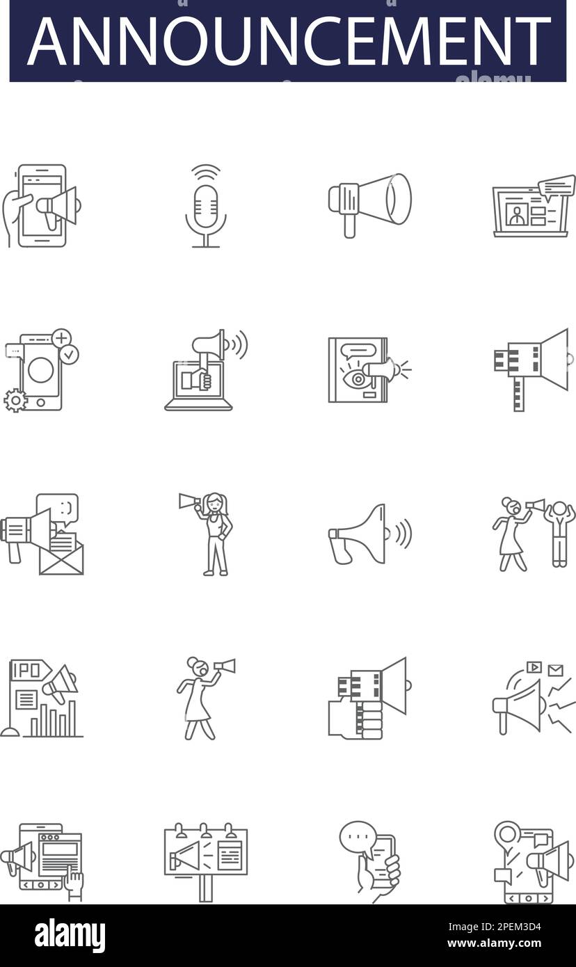 Announcement line vector icons and signs. Declaration, Notice ...