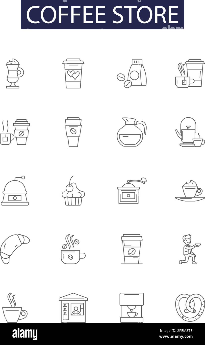 Coffee store line vector icons and signs. Store, Cafe, Roast, Barista ...