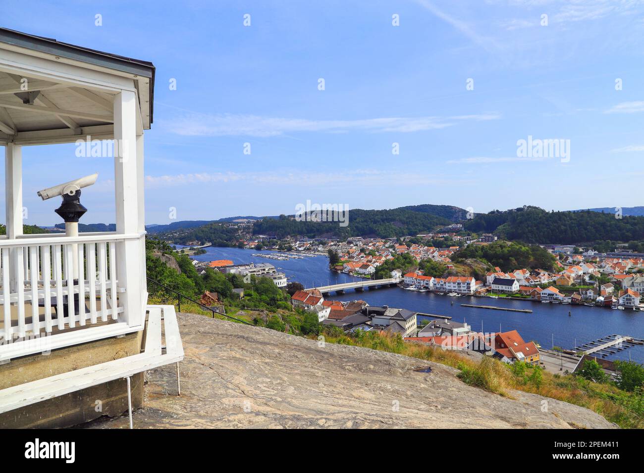 View from the Uranienborg observation tower to Mandal and the port ...