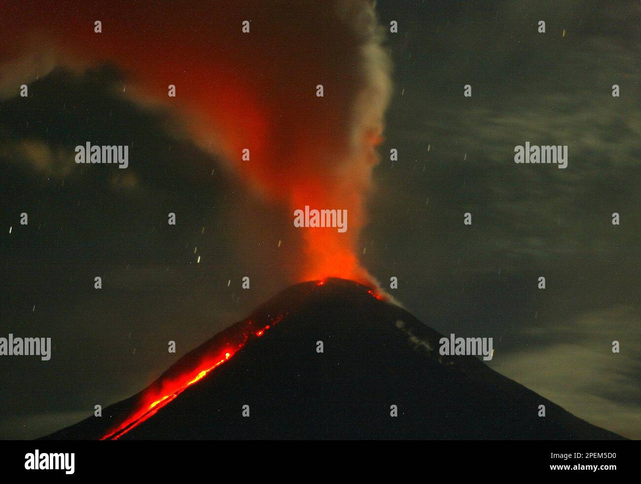 Lava flows down from the Colima volcano early Firday, Oct. 8, 2004 in ...
