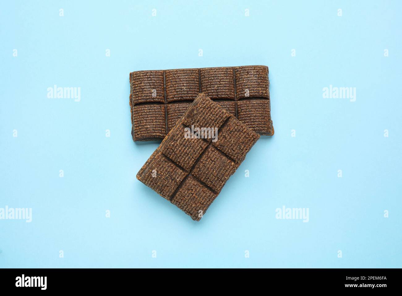 Hematogen bars on light blue background, flat lay Stock Photo - Alamy
