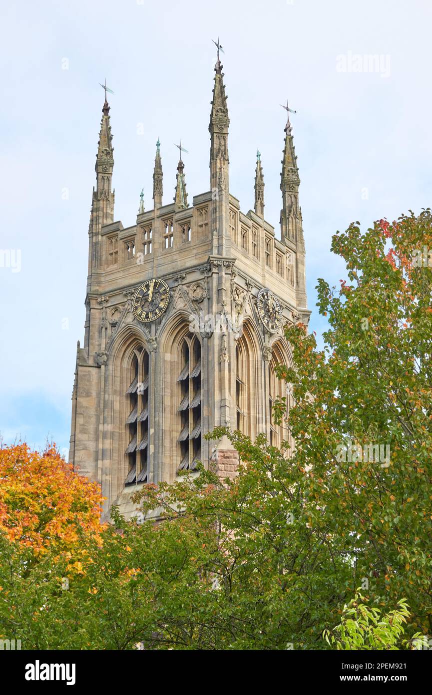 Tall church tower in Burton on Trent, UK Stock Photo - Alamy