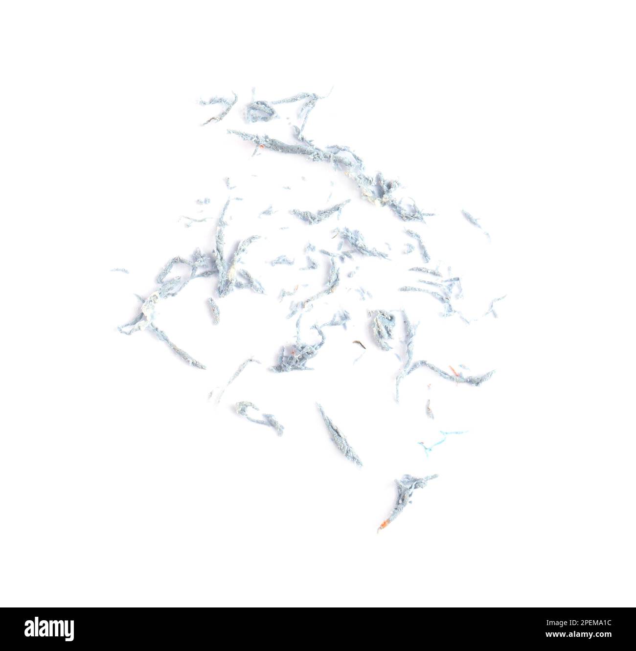 Pile of light blue eraser crumbs on white background, top view Stock ...
