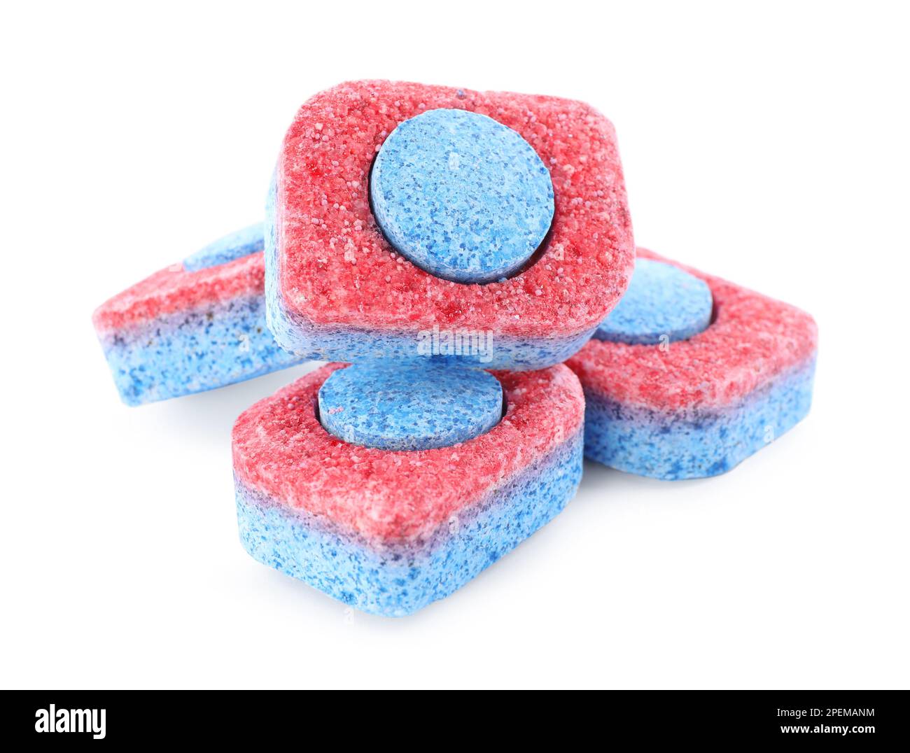 Many dishwasher detergent tablets on white background Stock Photo - Alamy