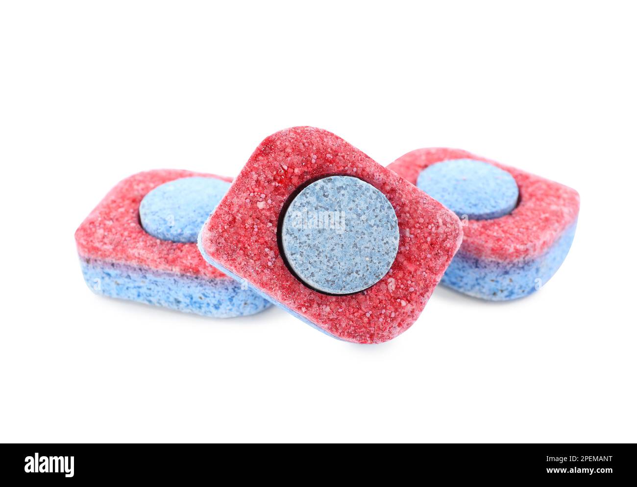 Many dishwasher detergent tablets on white background Stock Photo - Alamy