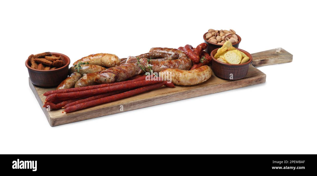 Set of different tasty snacks isolated on white Stock Photo - Alamy