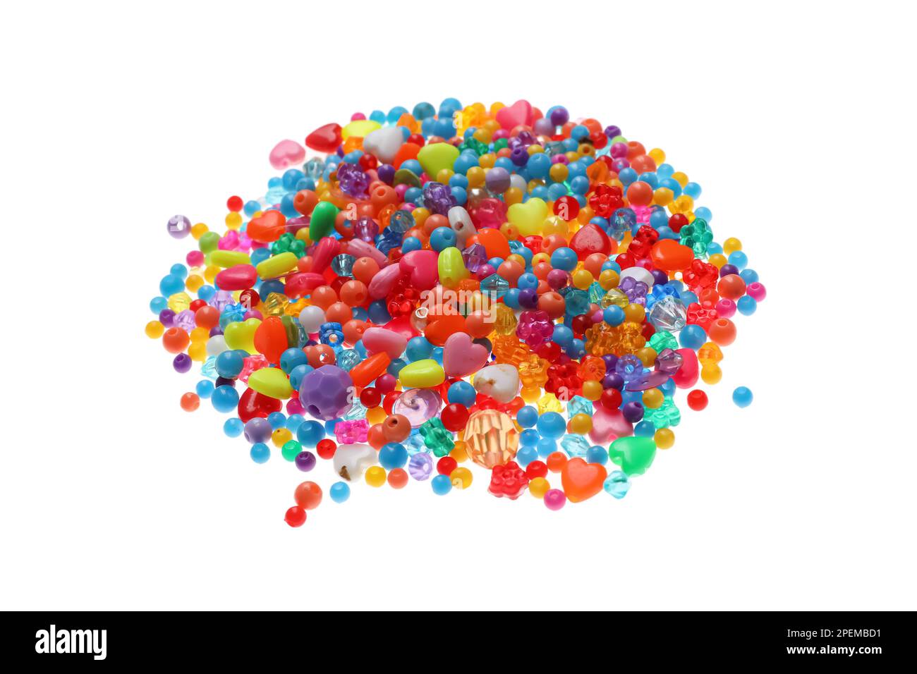 Pile of bright colorful beads on white background Stock Photo - Alamy