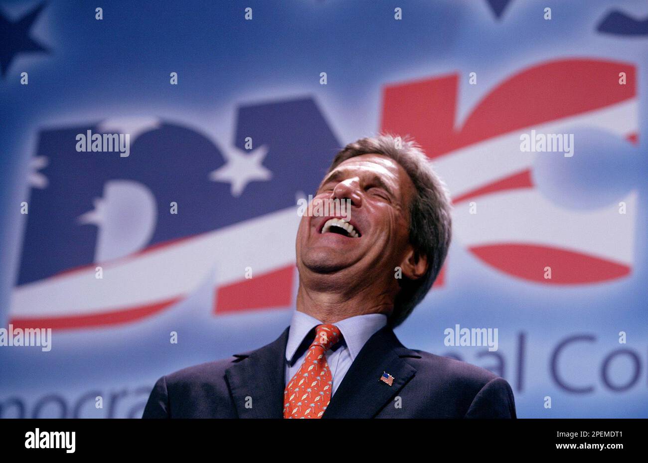 Democratic Presidential candidate Sen. John Kerry, D-Mass., has a laugh ...