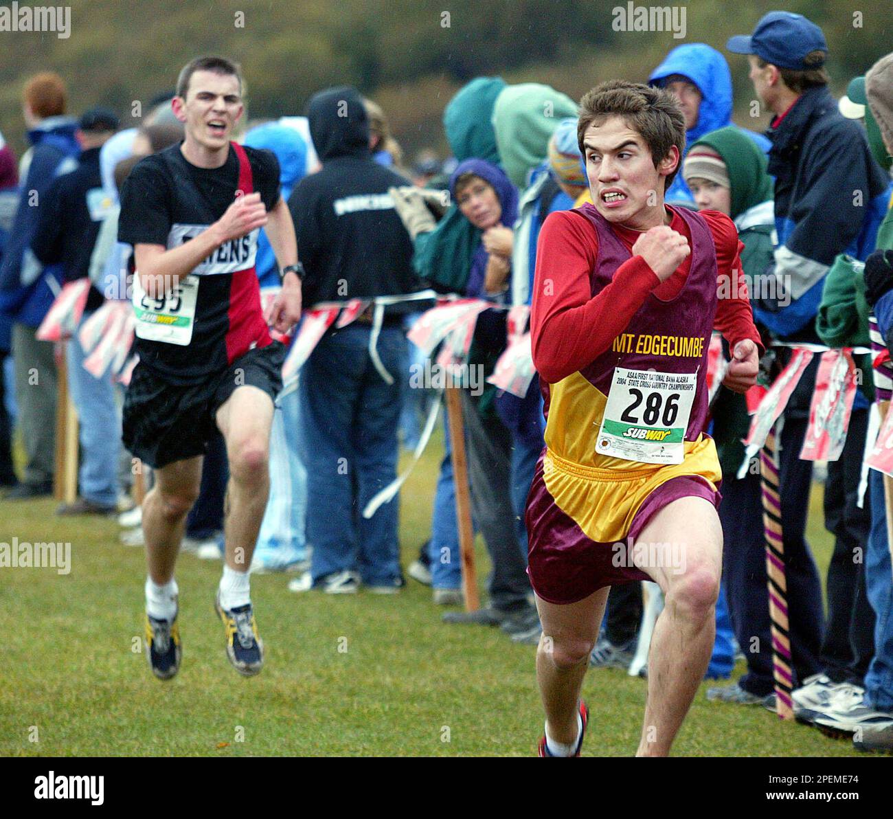 Mount Edgecumbe's Carlin Hoblet (286) looks back to see where Eielson's ...
