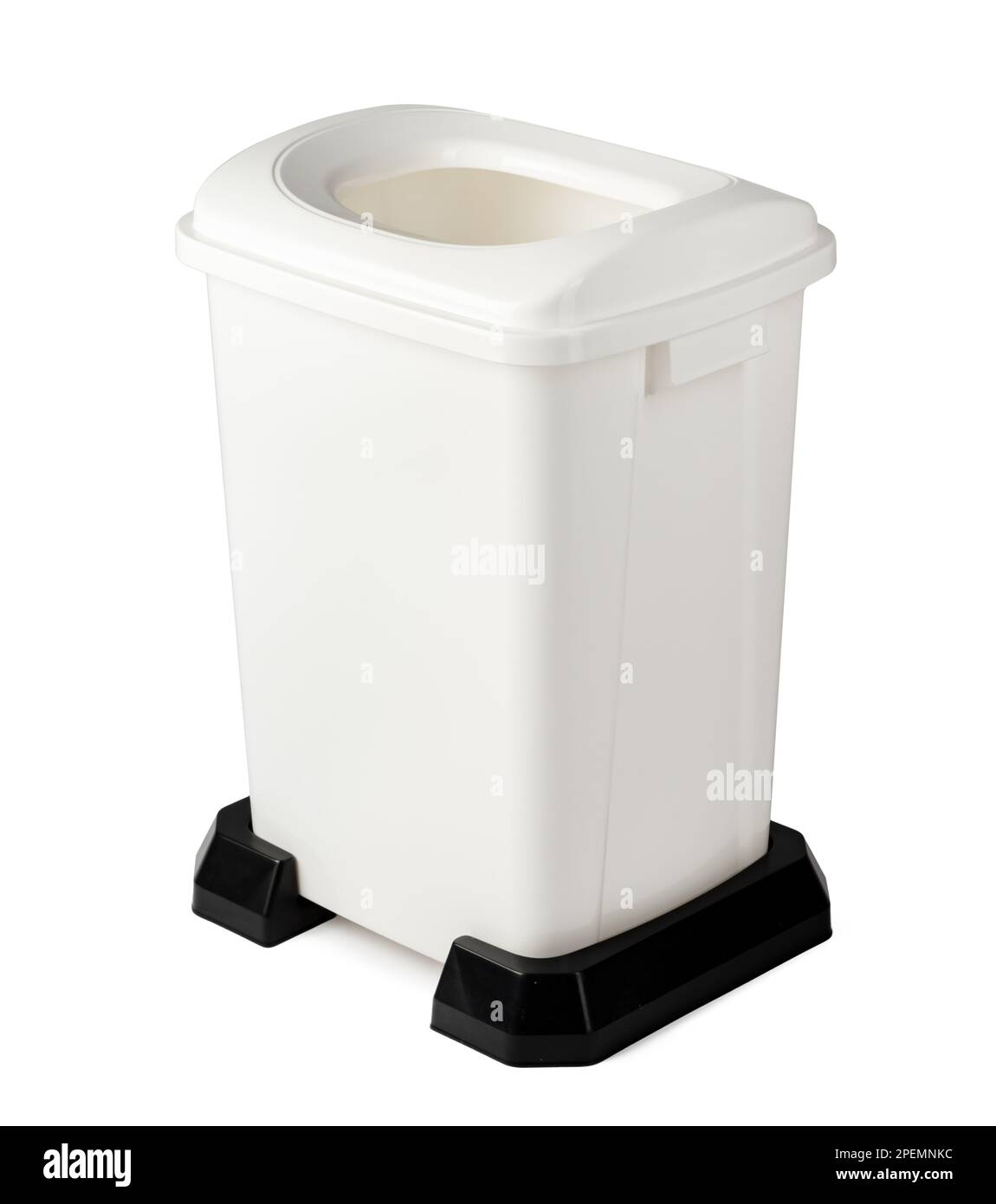 White plastic waste bin isolated on white Stock Photo - Alamy