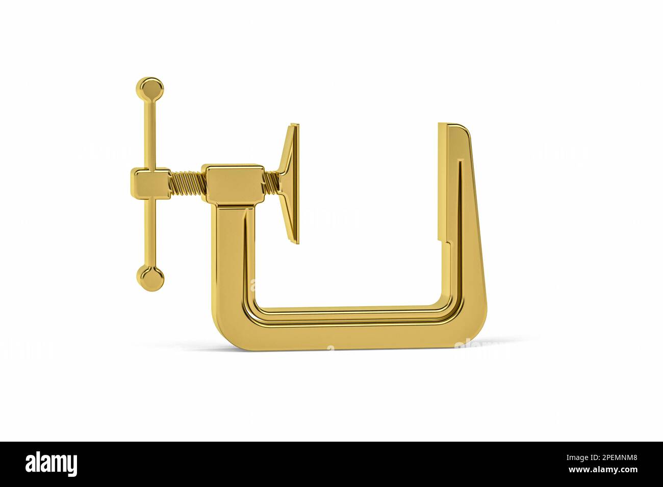 Golden 3d clamp icon isolated on white background - 3D render Stock ...