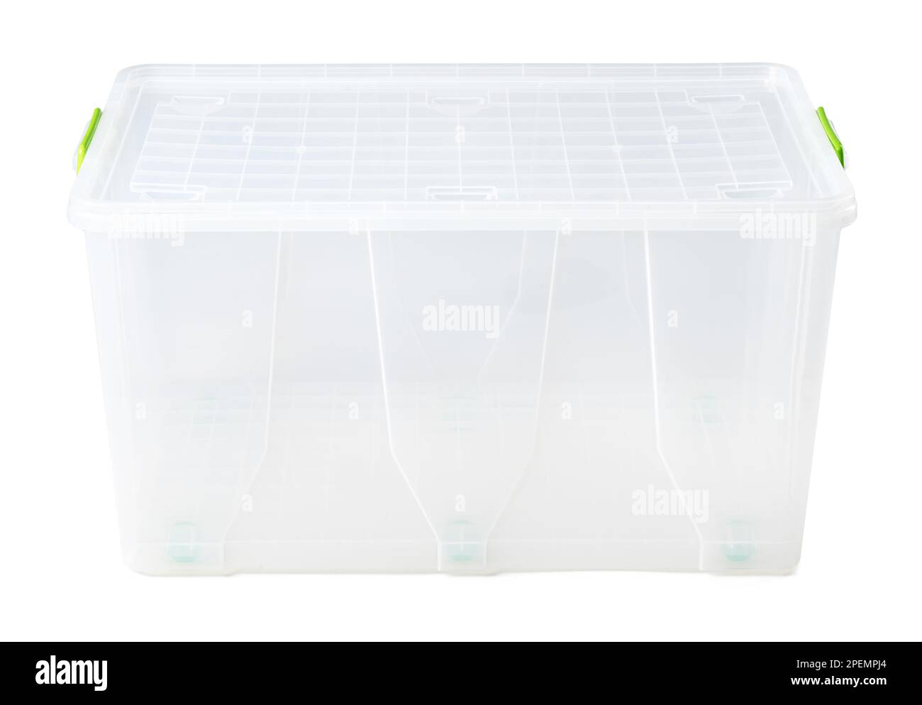 Transparent plastic box isolated on white background Stock Photo - Alamy